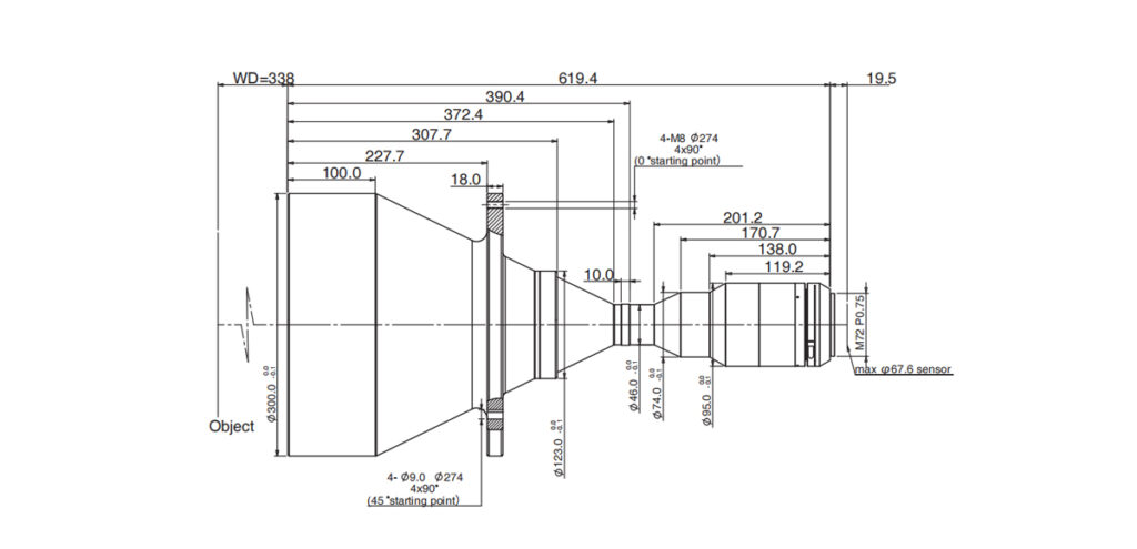 0.262X, 150M M72-Mount Bi-Telecentric Lenses | DTCM150M COOLENS®