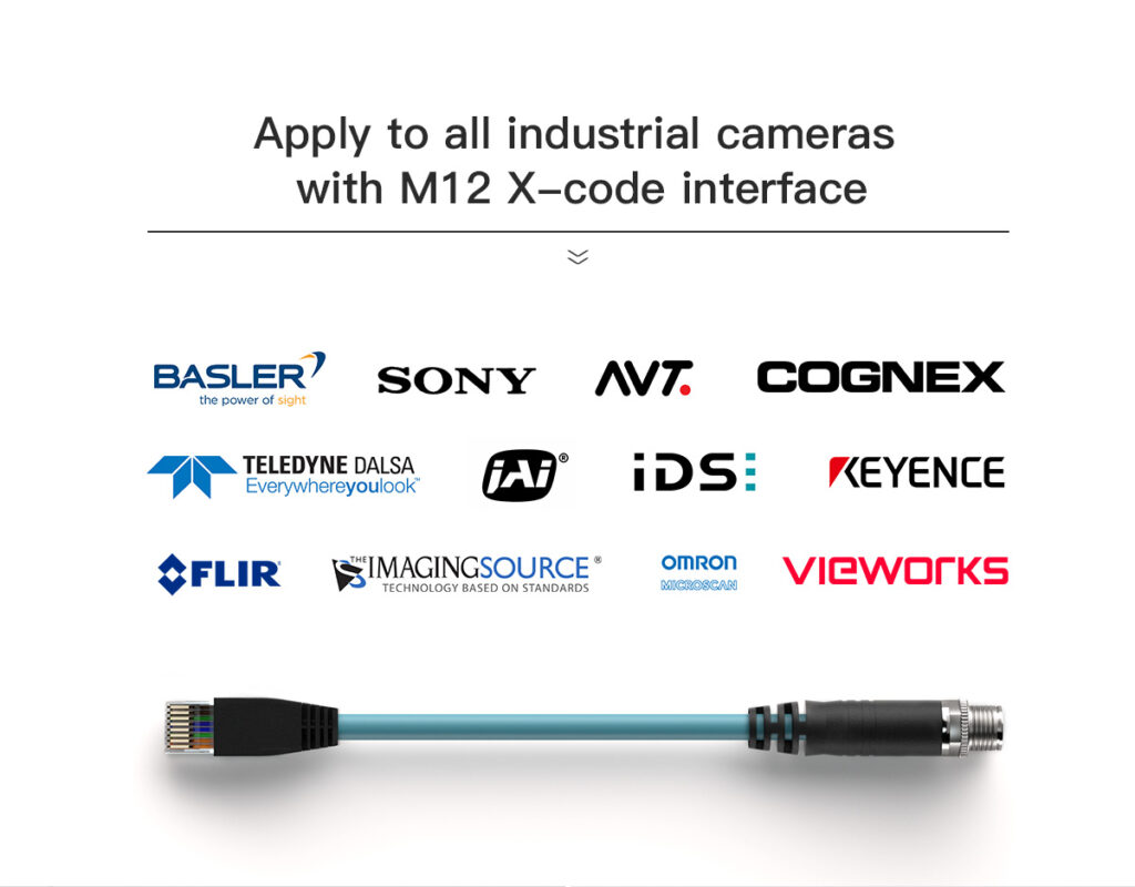 M12 X-Coded 8 Pin Male to RJ45 GigE vision Cat5E High Flex Ethernet ...
