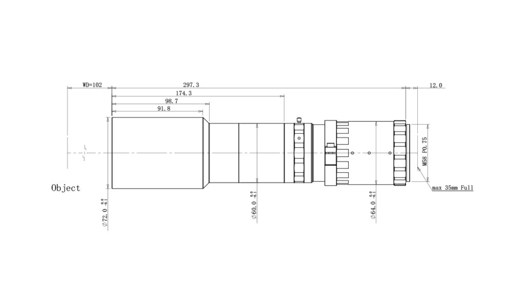 1.0X, 35mm Full Frame M58-Mount Telecentric Lenses Iris Adjustable, BFL ...